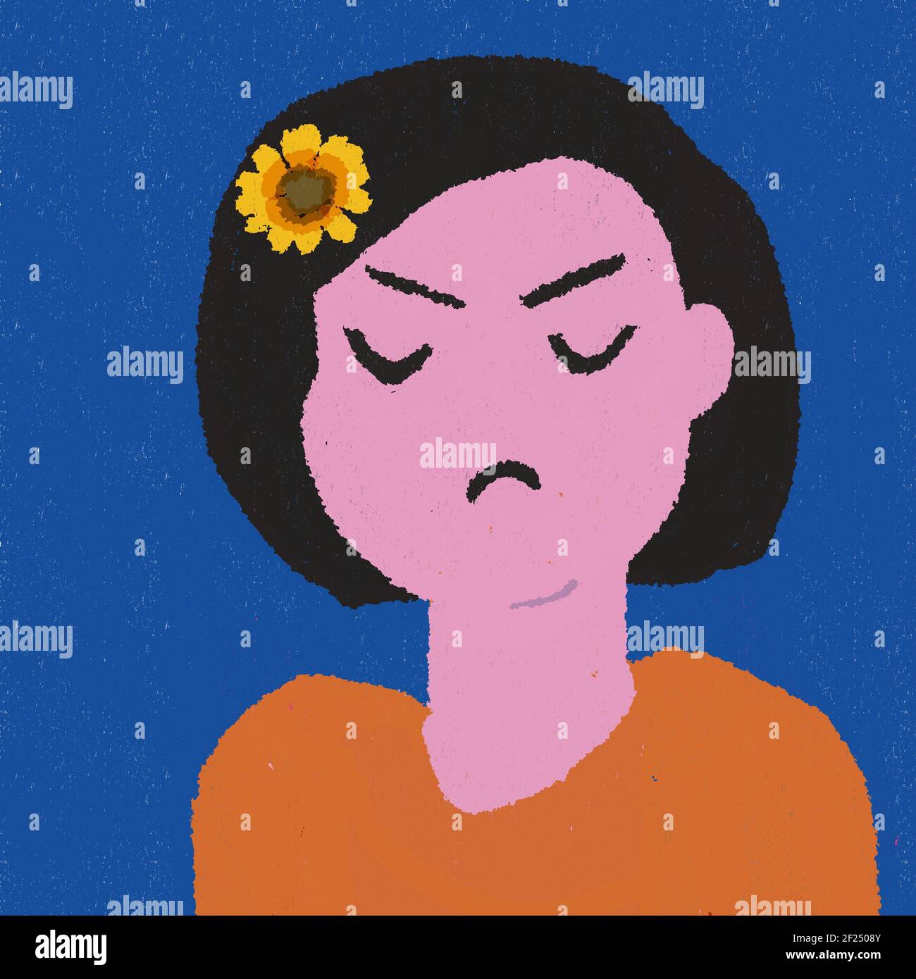 angry girl doodle art illustration Stock Photo - Alamy