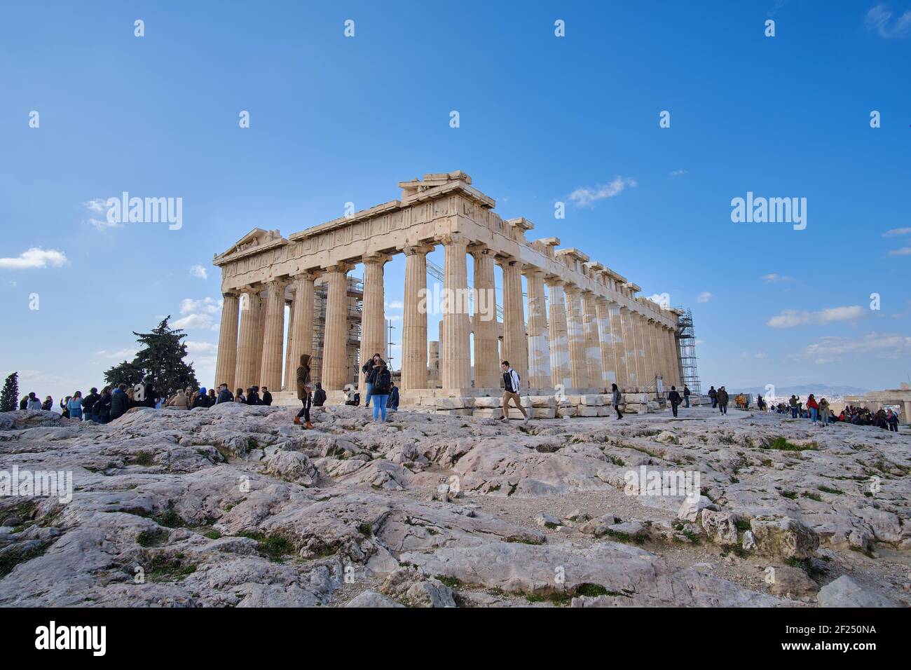 Athens, Greece - FEB 16, 2020 - Parthenon. Emblematic temple restored ...