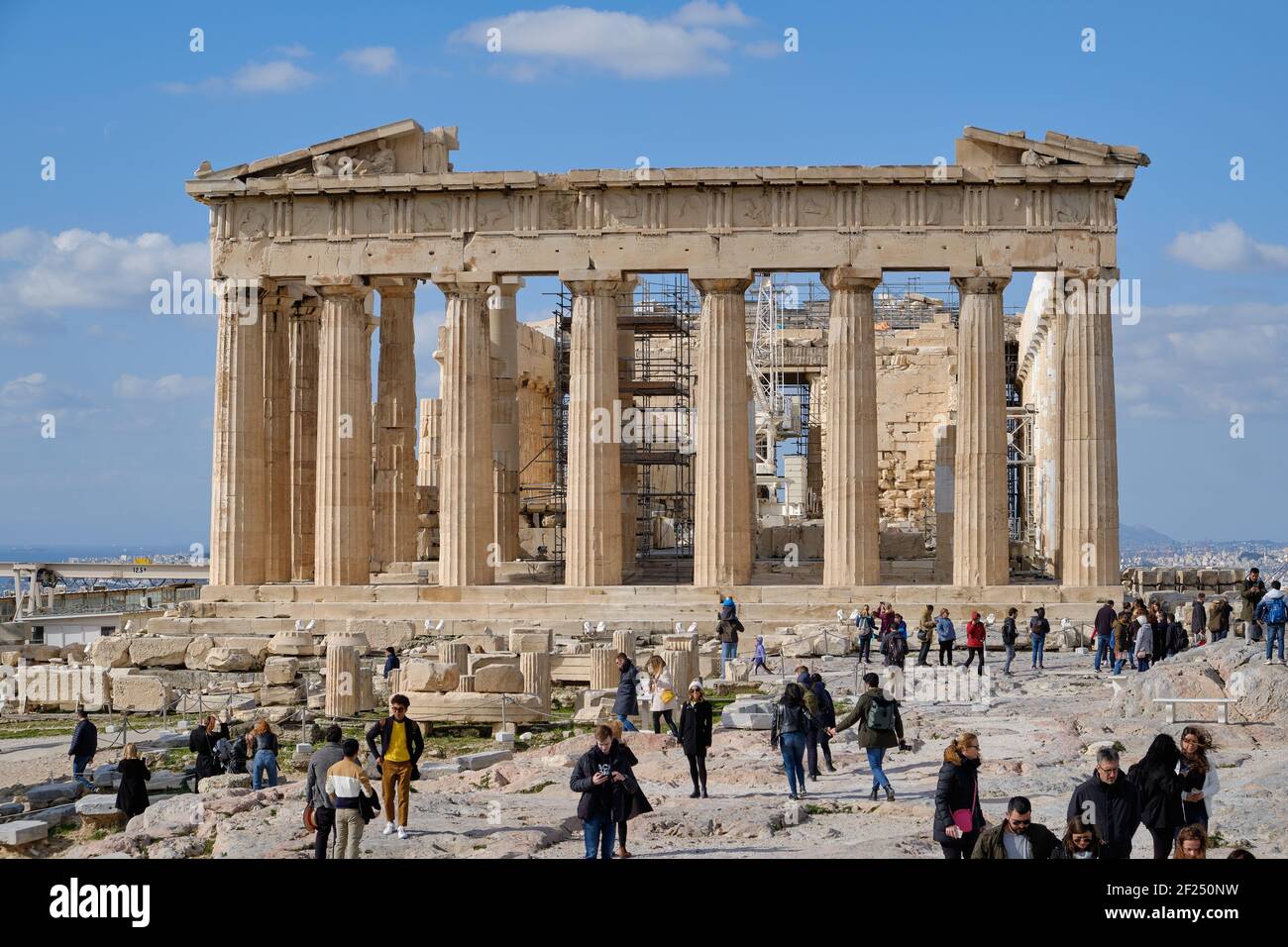 Athens, Greece - FEB 16, 2020 - Parthenon. Emblematic temple restored ...