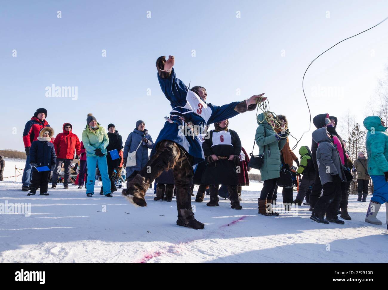 March, 2021 - Golubino. Competitions of the Nenets. Throwing tynzei ...