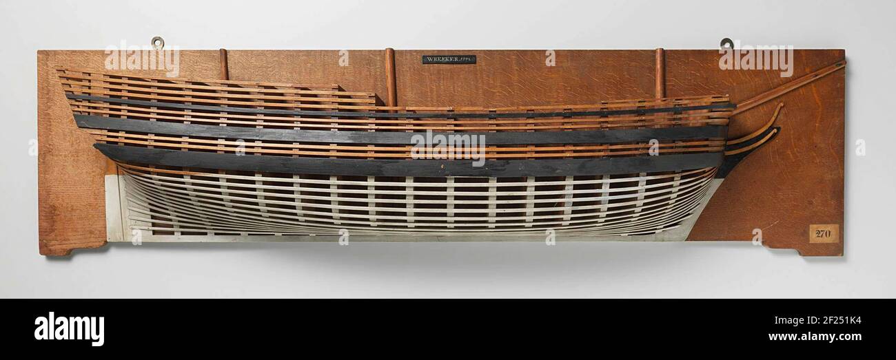 Half Model of an 80-Gun Ship of the Line.Polychromed mold model ...