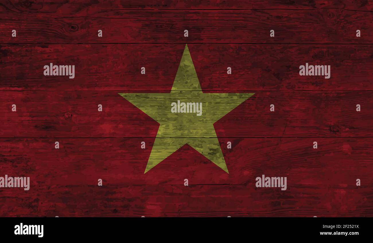 Vietnam flag with waving grunge texture. Vector background Stock Vector ...