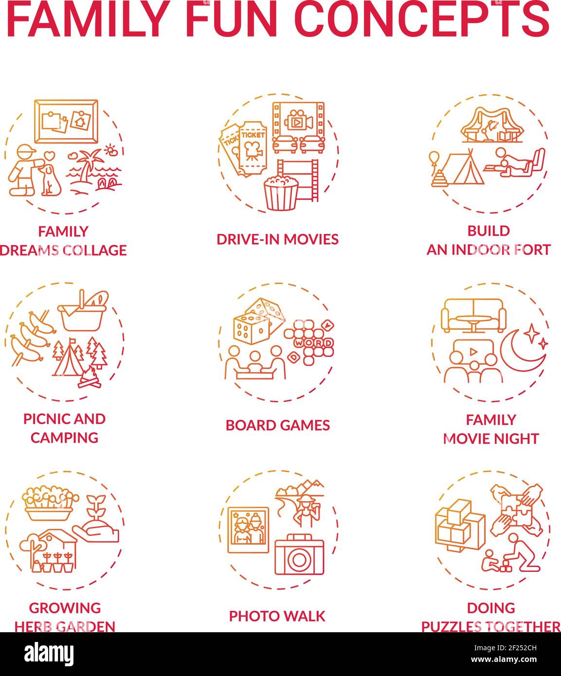 Family fun concept icons set Stock Vector Image & Art - Alamy