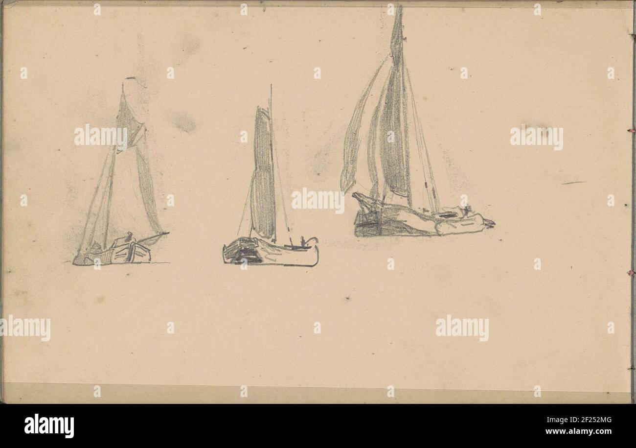 Studieblad met schepen.Leaf 24 Verso from a sketchbook with 38 blades ...