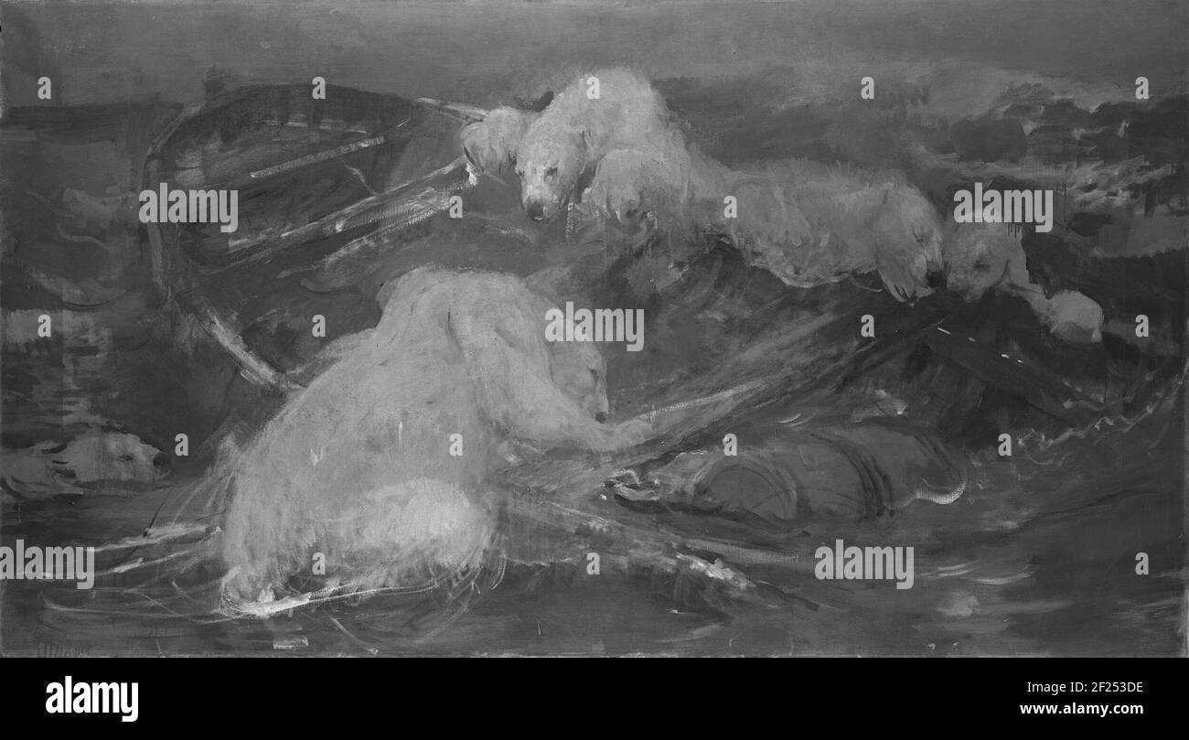 Polar bears climb a writhing sloop.Four Polar Bears Climb a Leaving ...