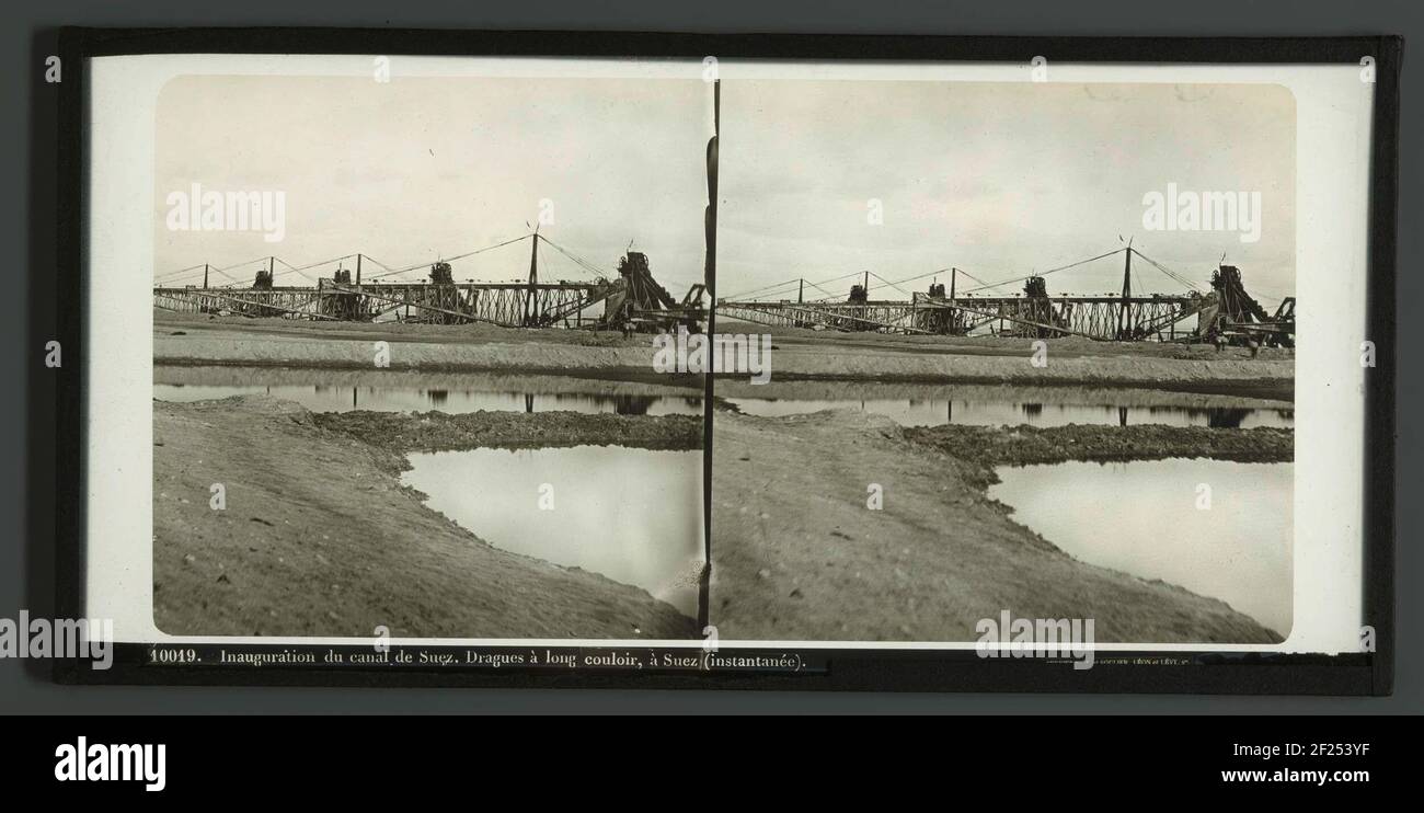 Inauguration of the Suez Canal. Dredge long corridor, Suez (instantanee ...