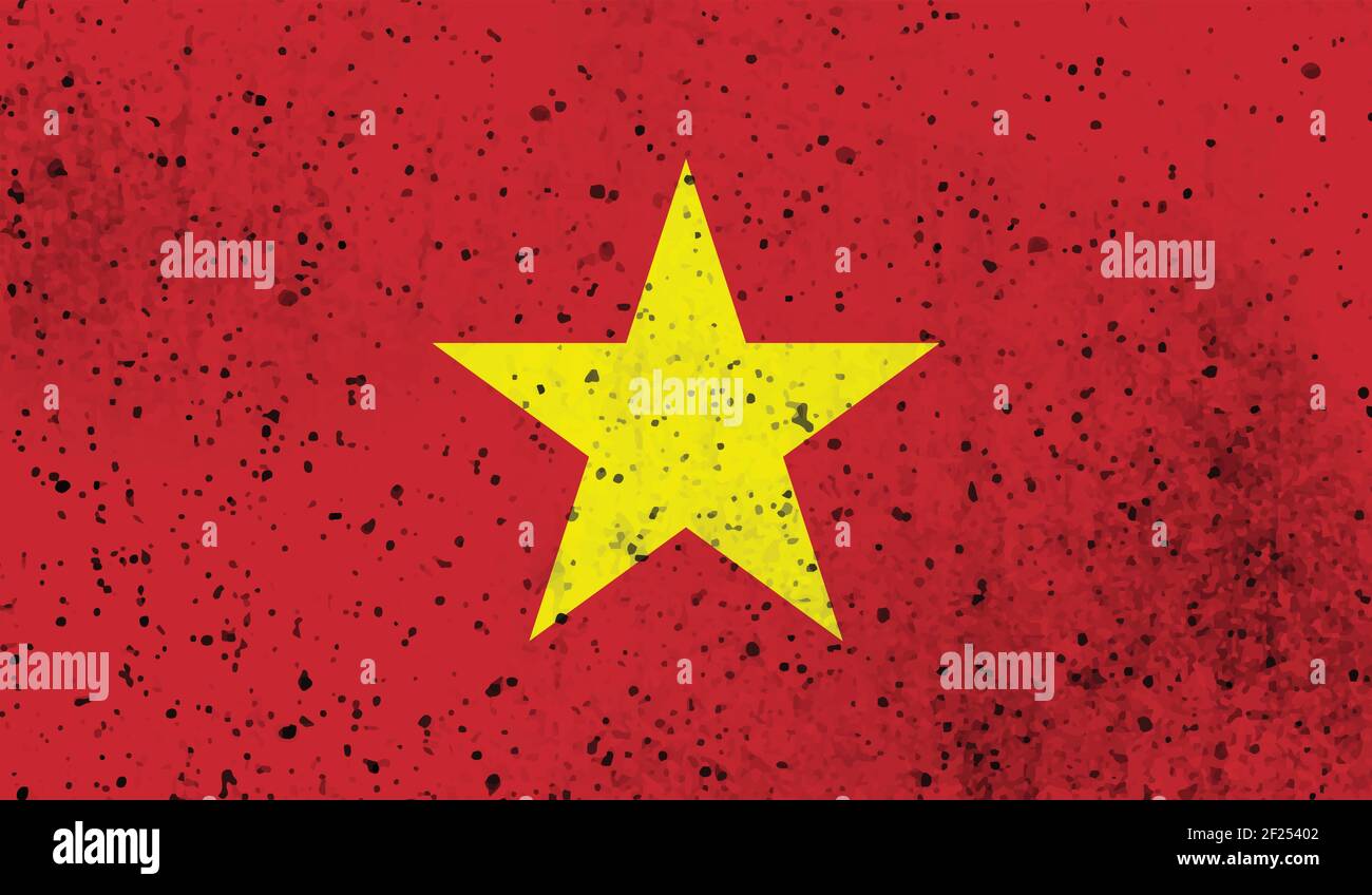 Vietnam flag with waving grunge texture. Vector background Stock Vector ...