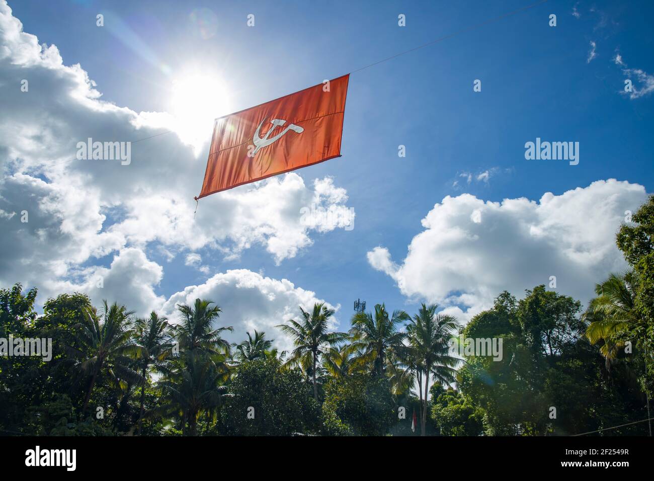 communist flag. Hammer and sickle representing the peasants and the ...