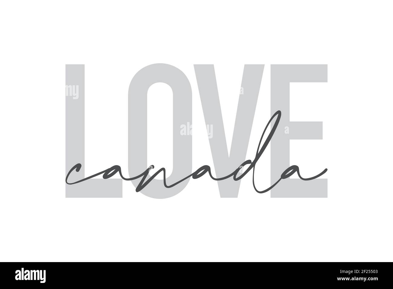 Modern, urban, simple graphic design of a saying "Love Canada" in grey ...
