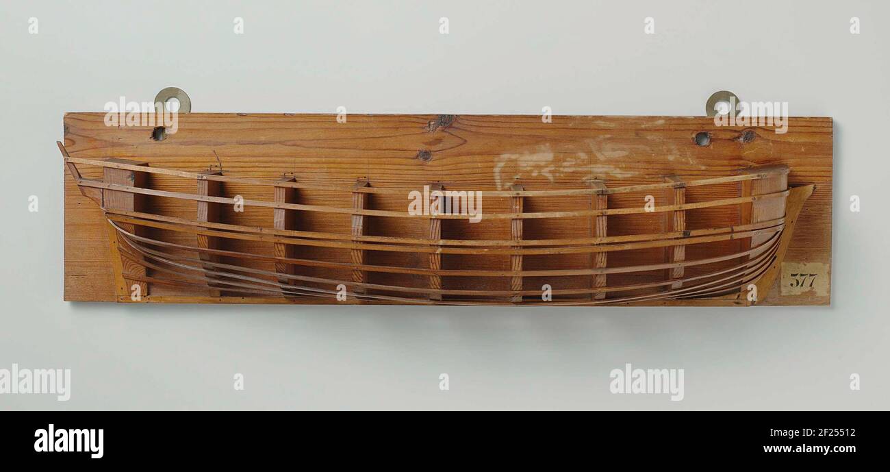 Half Model of a 6-Gun Brig.Mold model (starboard). No gunpaints, cover ...