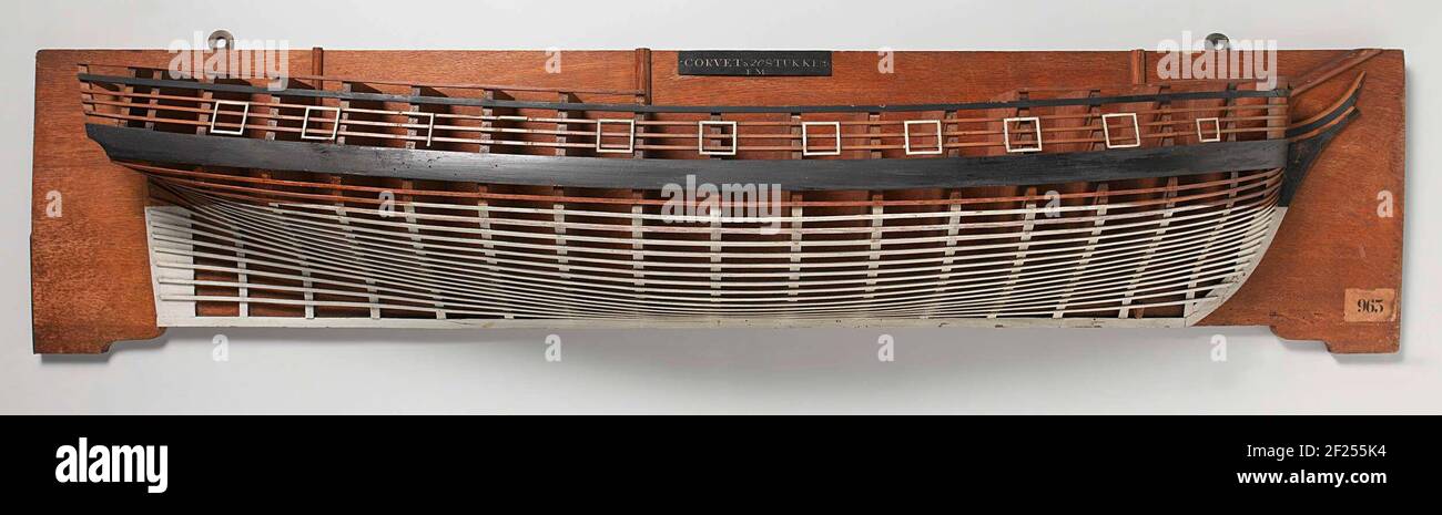 Half Model of a 20-Gun Sloop of War.Molds model (starboard) of a three ...