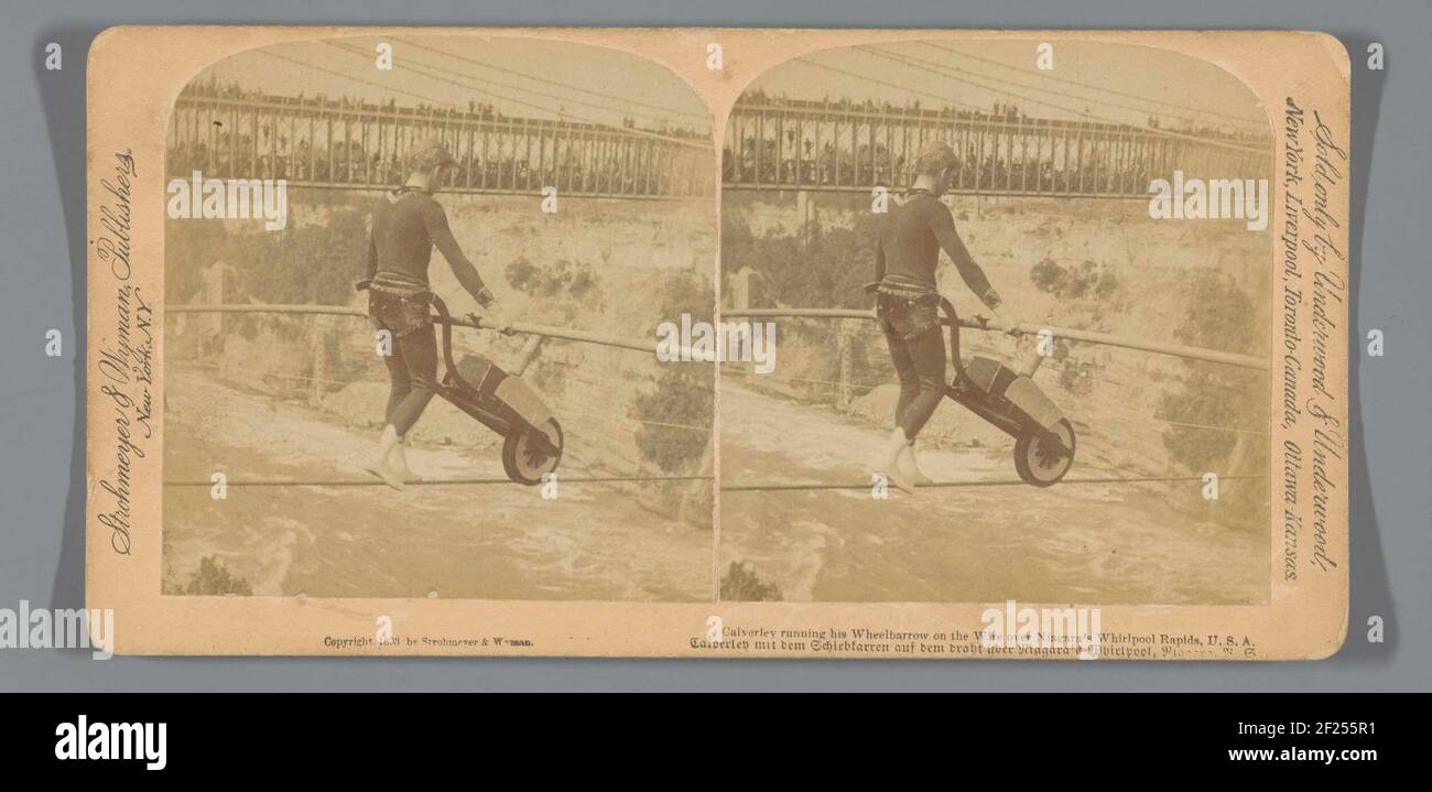 Calverley running his Wheelbarrow on the Wire over Niagara's Whirlpool ...