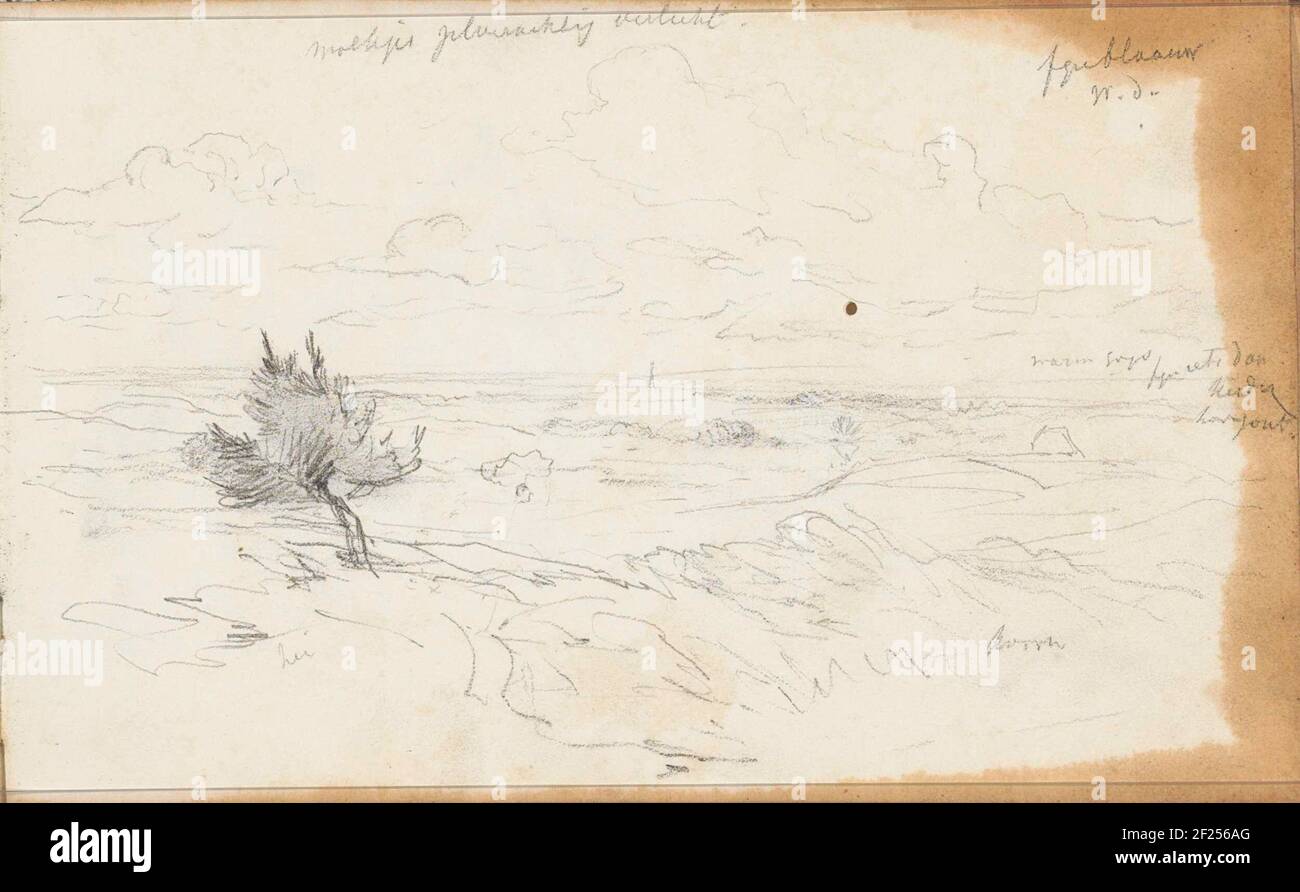 Heather landscape with a boom.Leaf 4 recto from a sketchbook with 41 ...