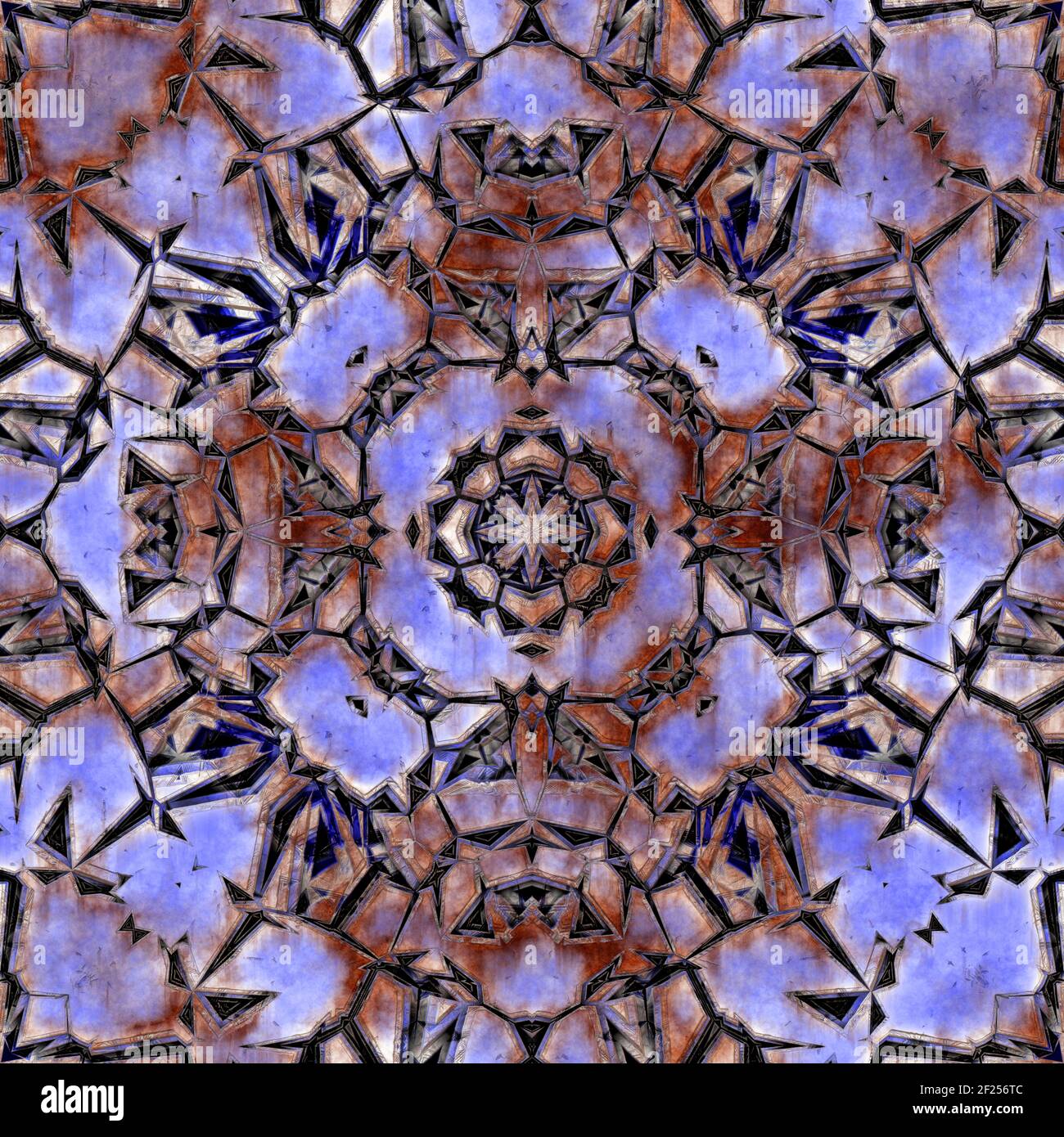 abstract background with rusty metal seamless kaleidoscope pattern ...