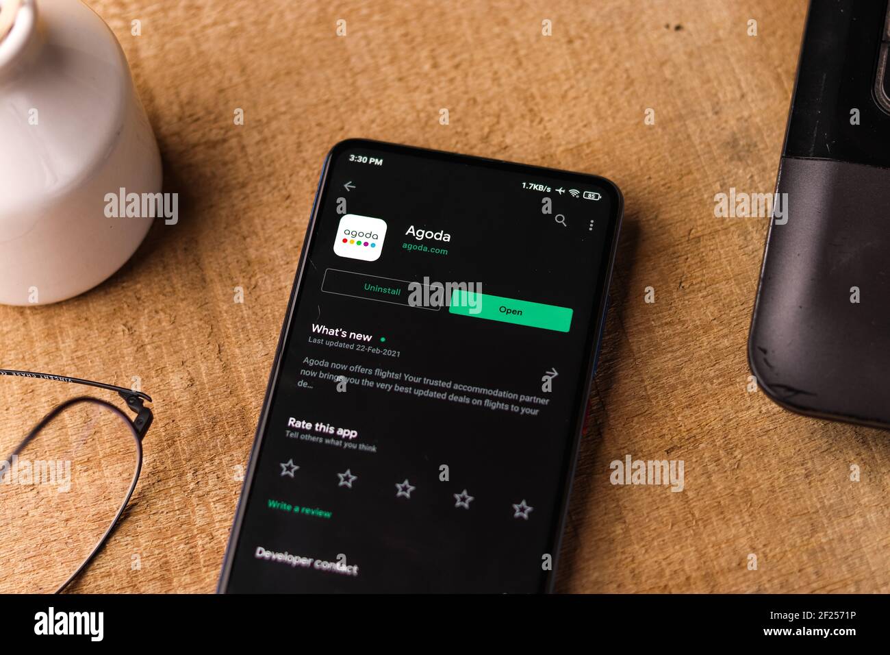 Assam, india - March 10, 2021 : Agoda logo on phone screen stock image ...