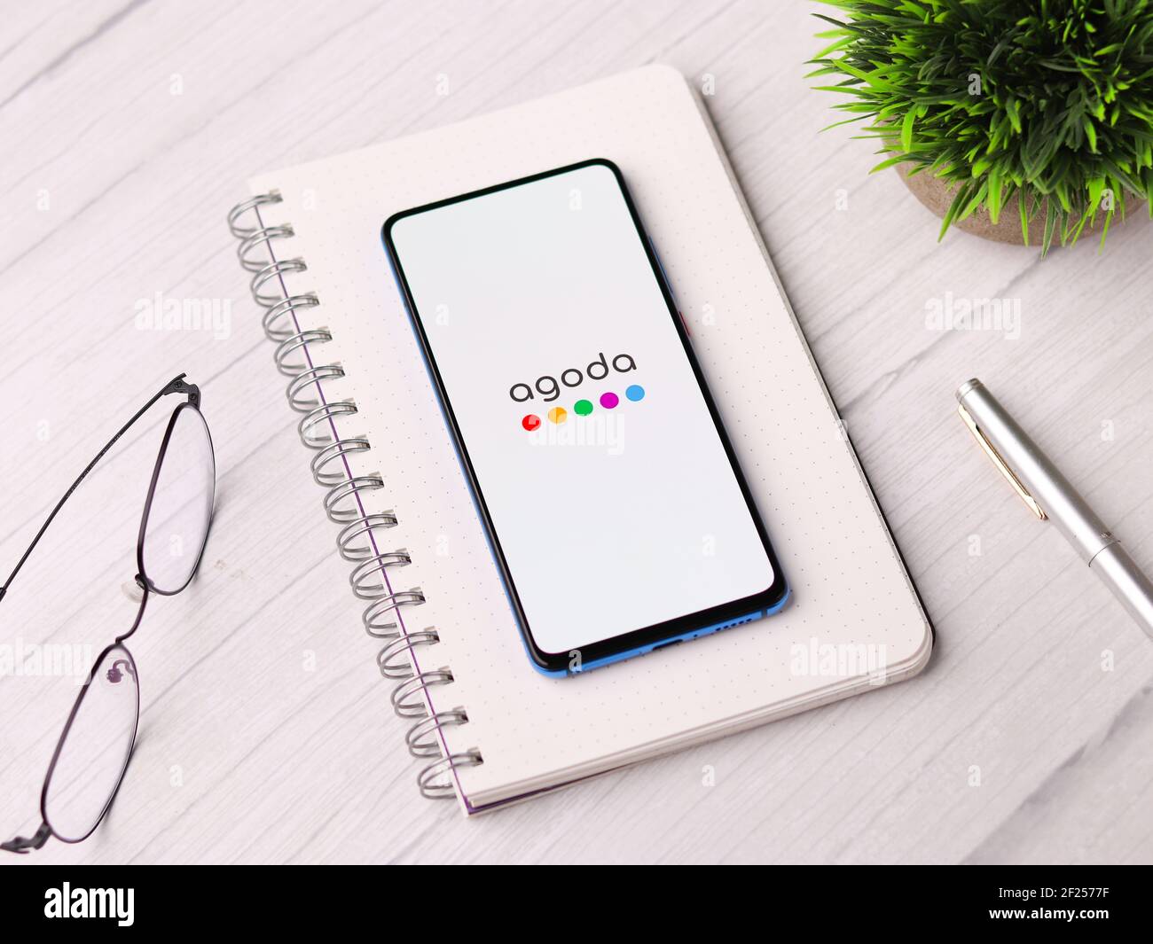 Assam, india - March 10, 2021 : Agoda logo on phone screen stock image ...