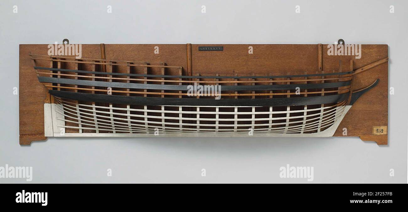 Half Model of an 80-Gun Ship of the Line.Polychromed mold model ...
