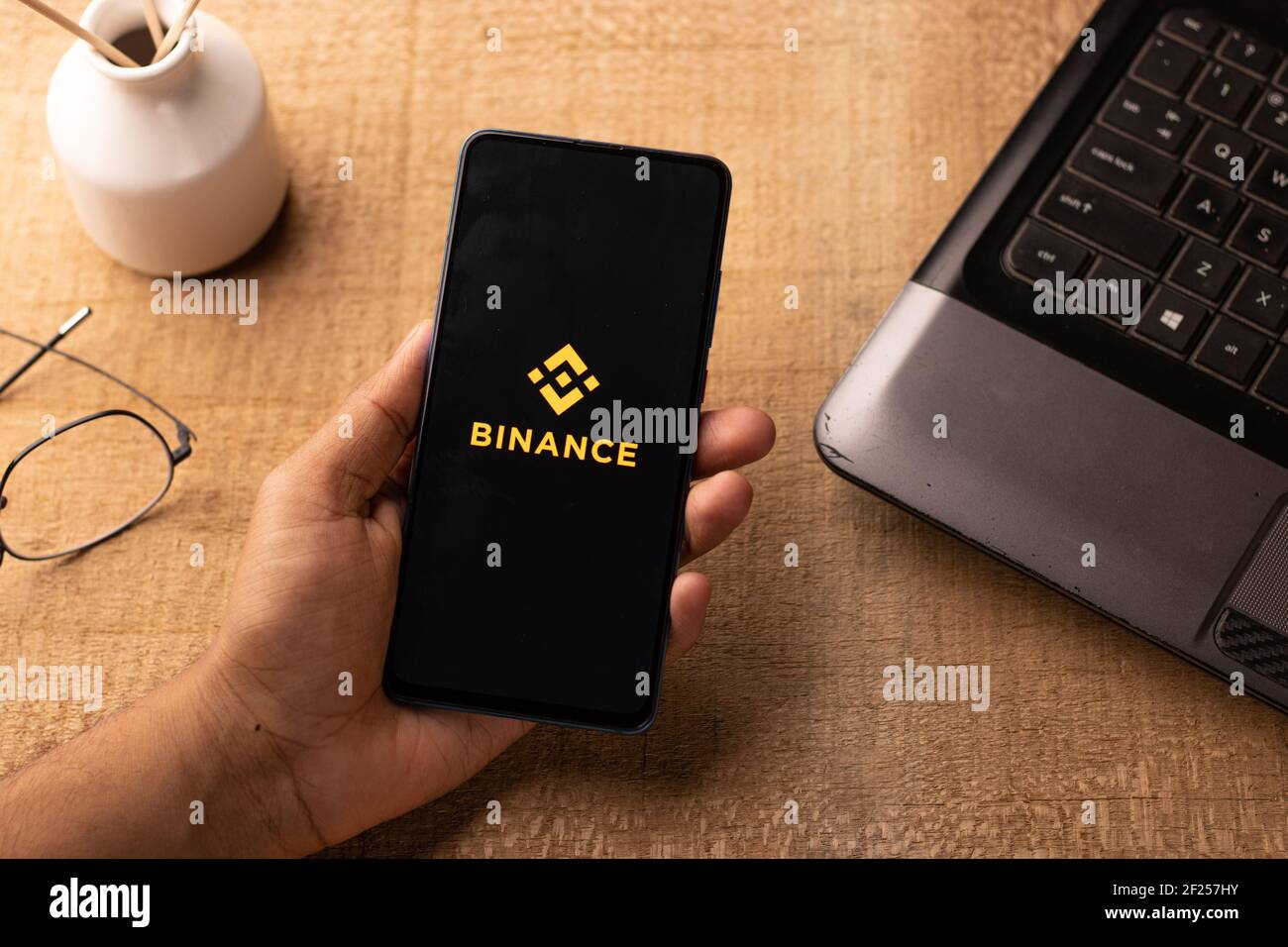 Assam, india - March 10, 2021 : Binance logo on phone screen stock ...