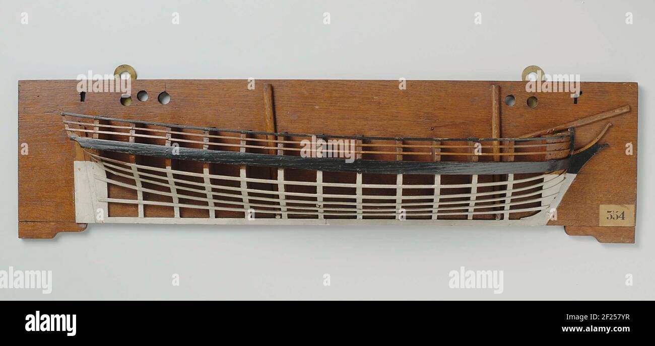 Half Model of an 8-Gun Brig.Polychromed mold model (starboard) of a ...