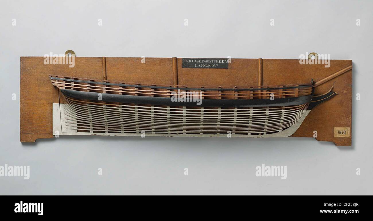 Half Model of a 40-Gun Frigate.Polychromed mold model (starboard) of a ...