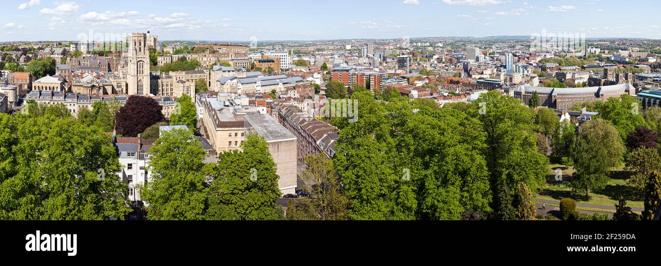 A panoramic view of central Bristol UK - viewed from Cabot Tower in ...