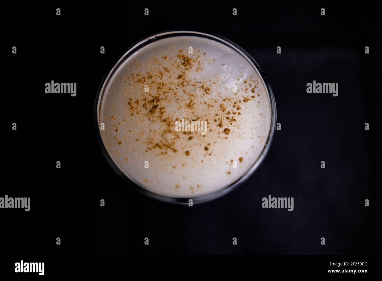 Glass of traditional Mexican horchata water with black background Stock ...