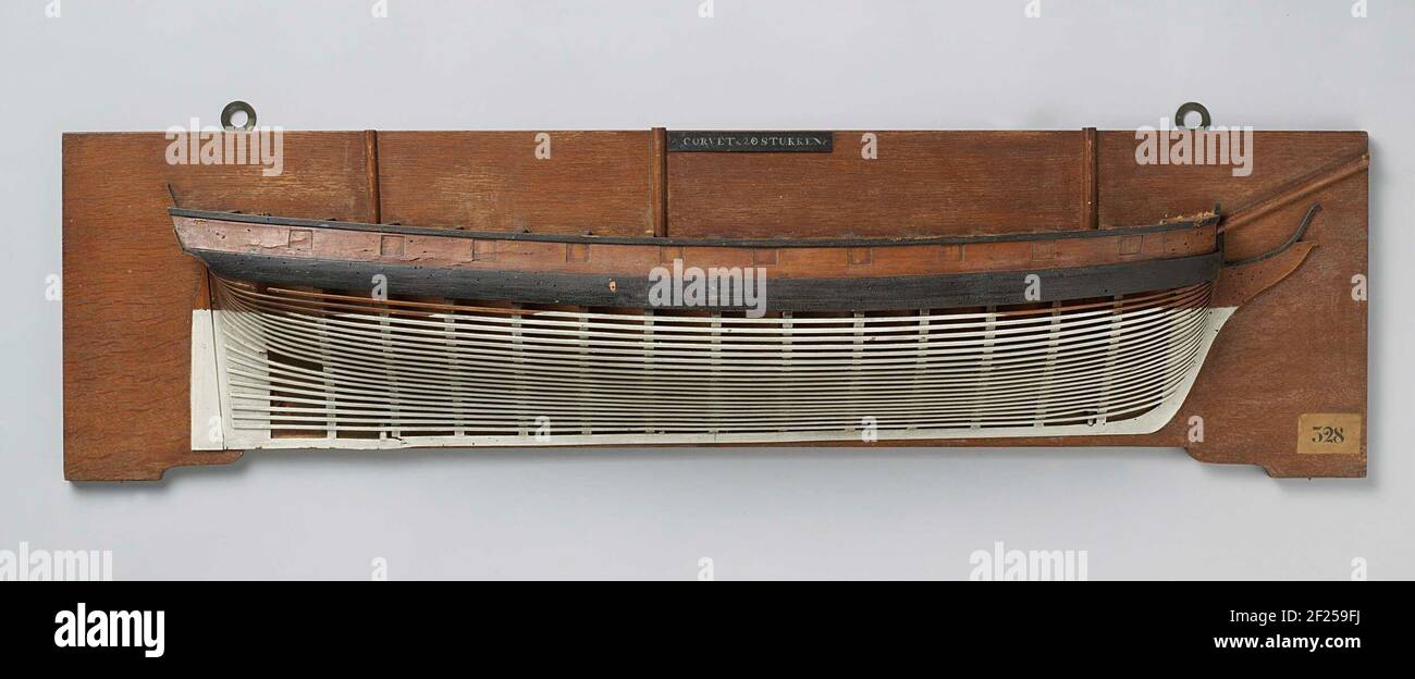 Half Model of a 20-Gun Sloop of War.Polychromed mold model (starboard ...