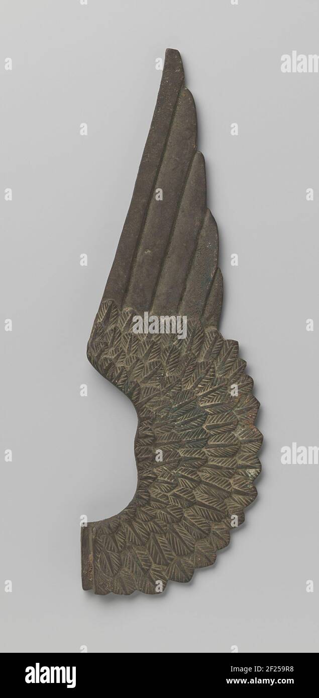 Angel wing of brass. Gutted right wing, with a row of five feathers ...