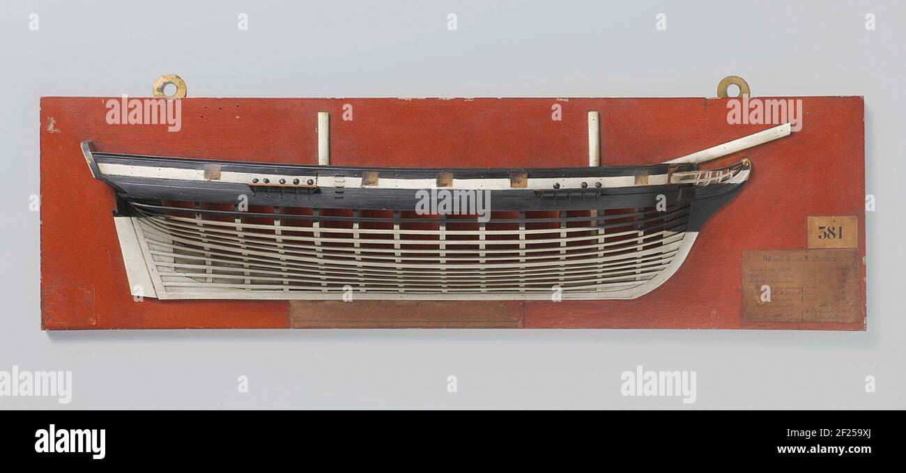 Half Model of an 8-Gun Brig.Polychromed mold model (starboard) of a ...