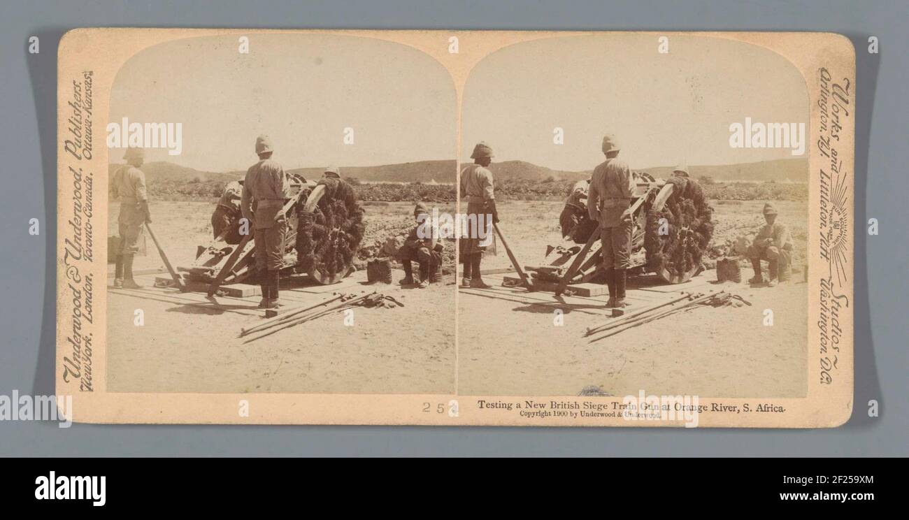 Testing a new British Siege Train Gun at Orange River, S. Africa Stock ...