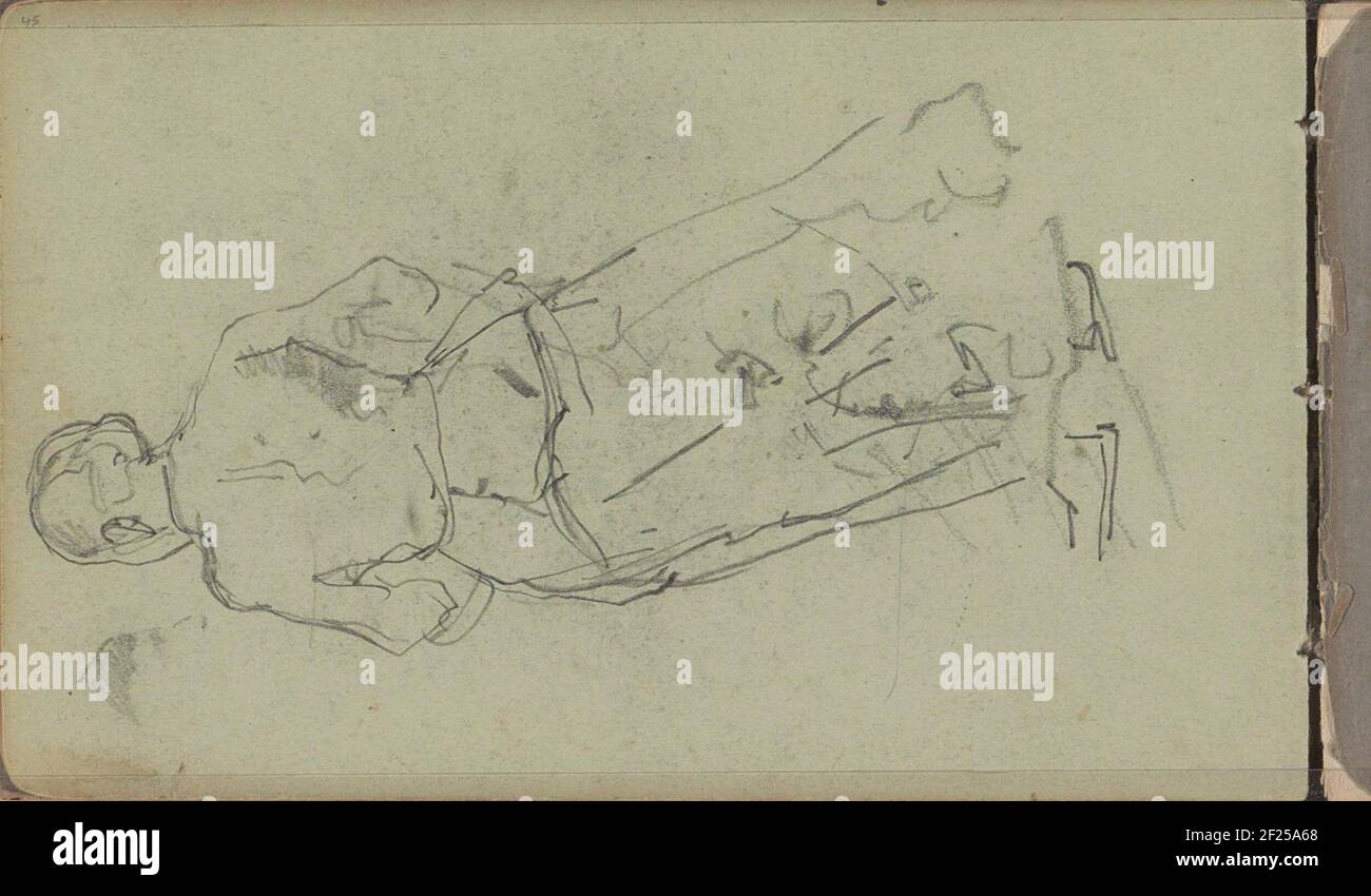 Woman, seen on the back.page 45 from a sketchbook with 42 sheets Stock ...