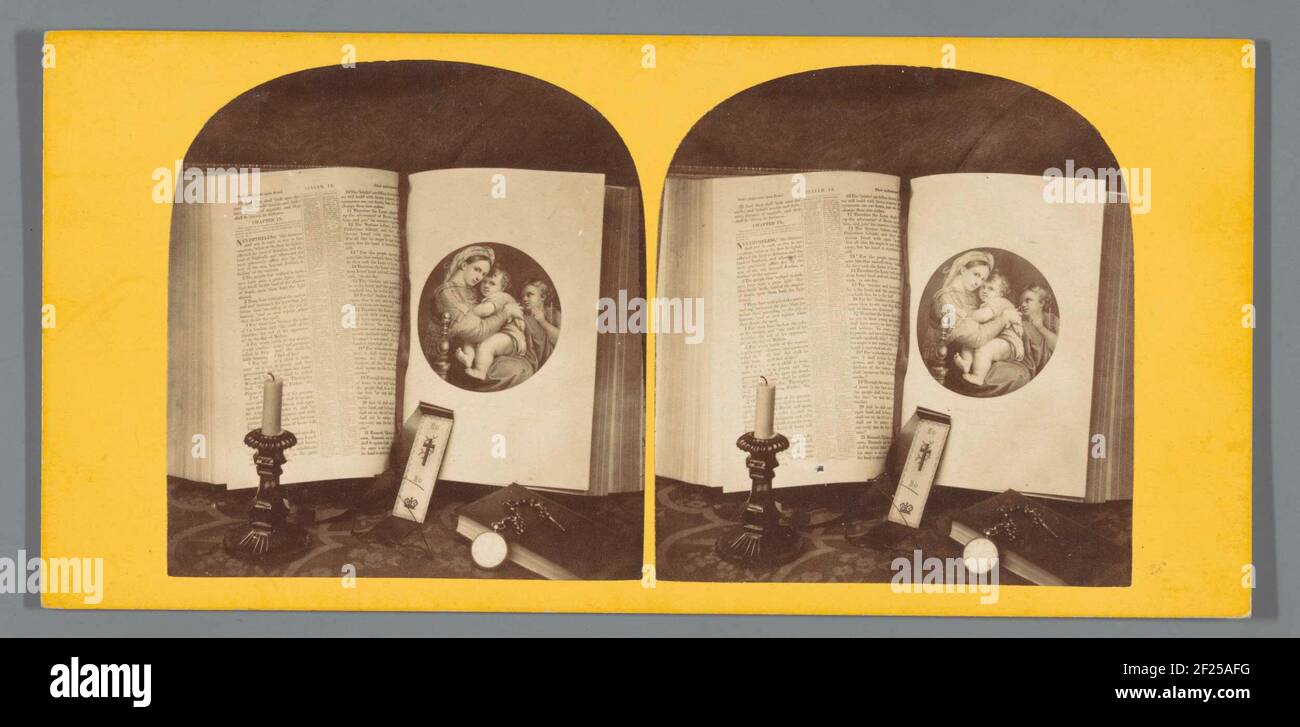 Religious still life with a blessed bible, candle, book and watch.in ...