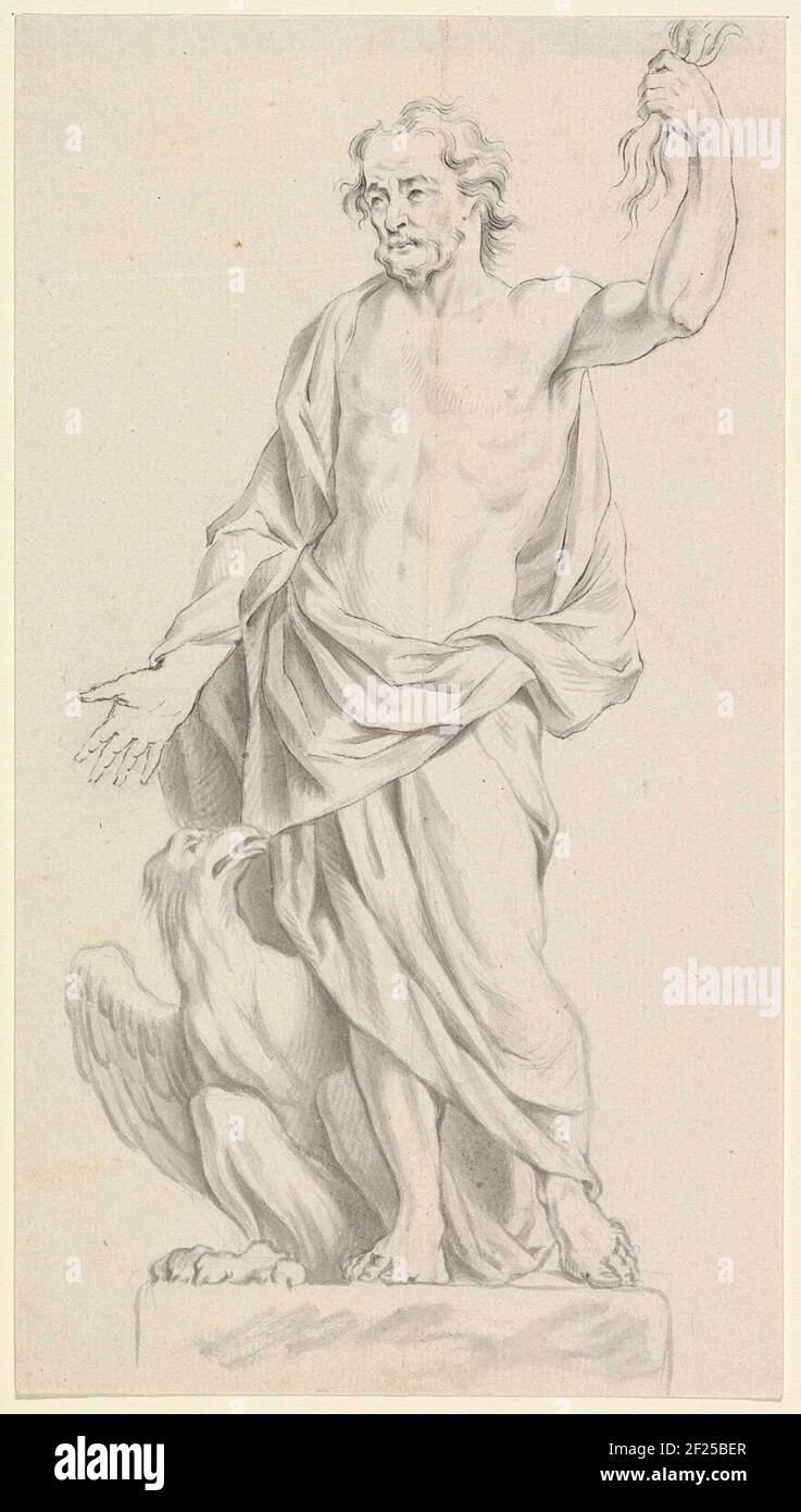 Jupiter.Image of Jupiter with lightning bolt and eagle on a pedestal ...