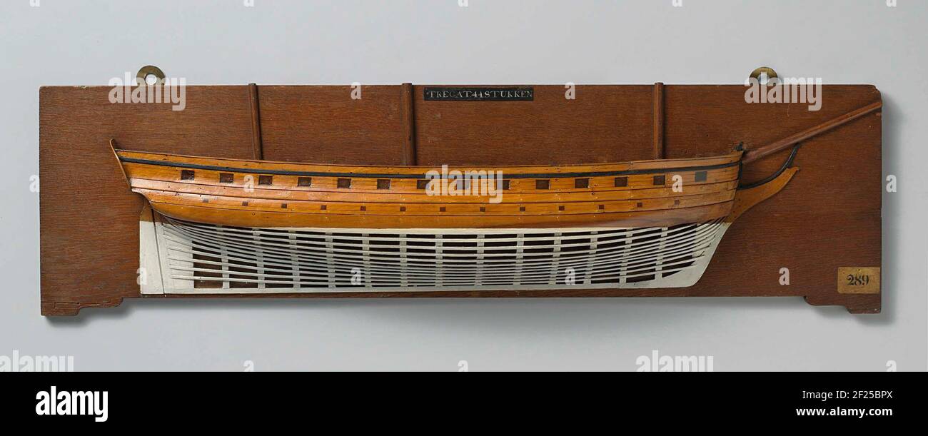 Half Model of a 44-Gun Frigate.Polychromed mold model (starboard) of a ...