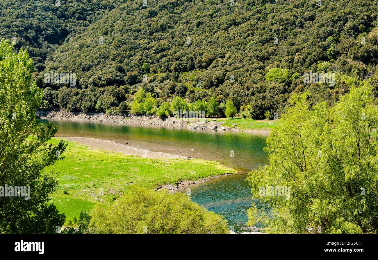 The Agly river at its reservoir "Plan d'eau d'Agly" near Caramany ...