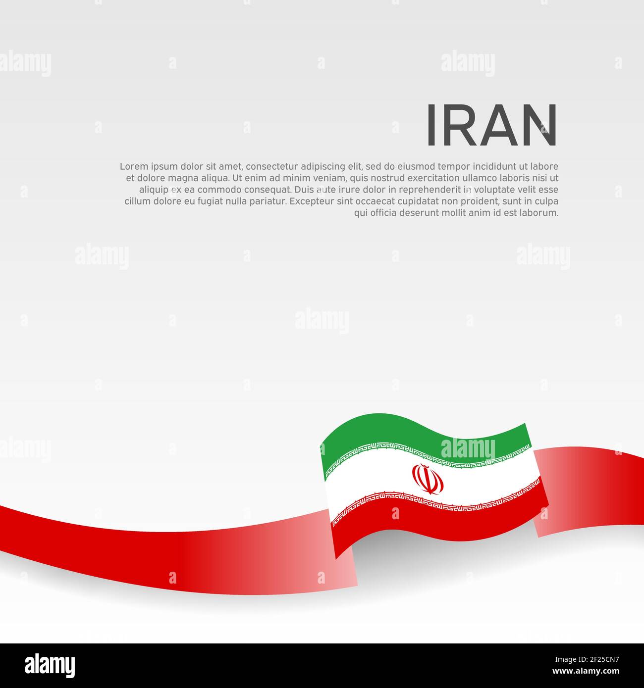 Iran flag background. Wavy ribbon color flag of iran on a white ...