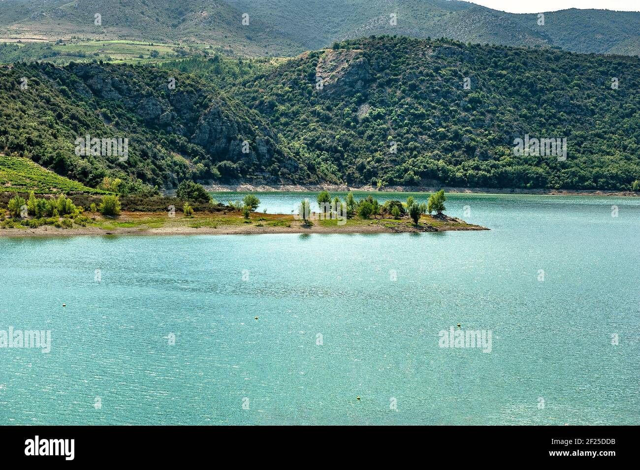 The Agly river at its reservoir "Plan d'eau d'Agly" near Caramany ...