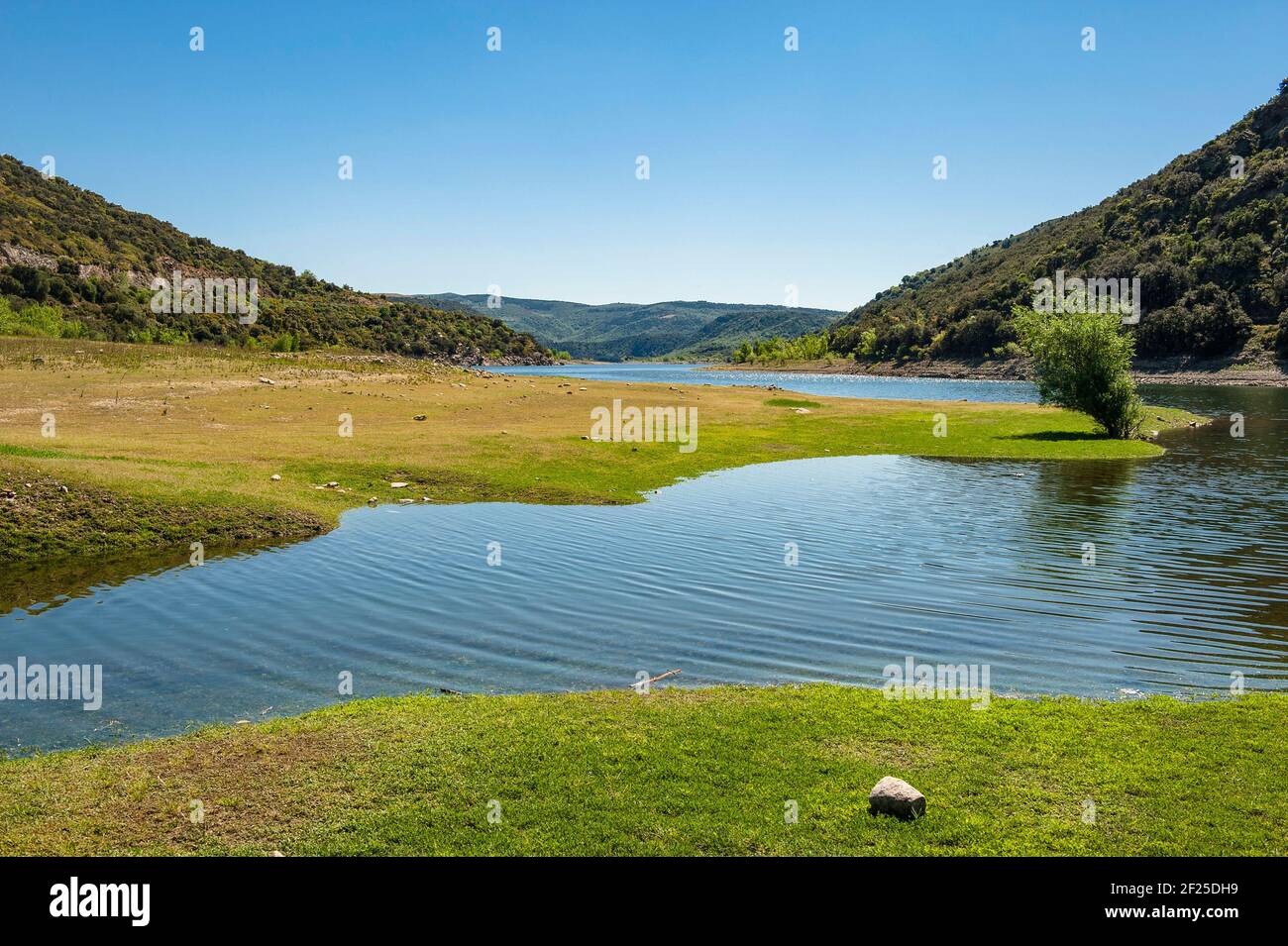 The Agly river at its reservoir "Plan d'eau d'Agly" near Caramany ...