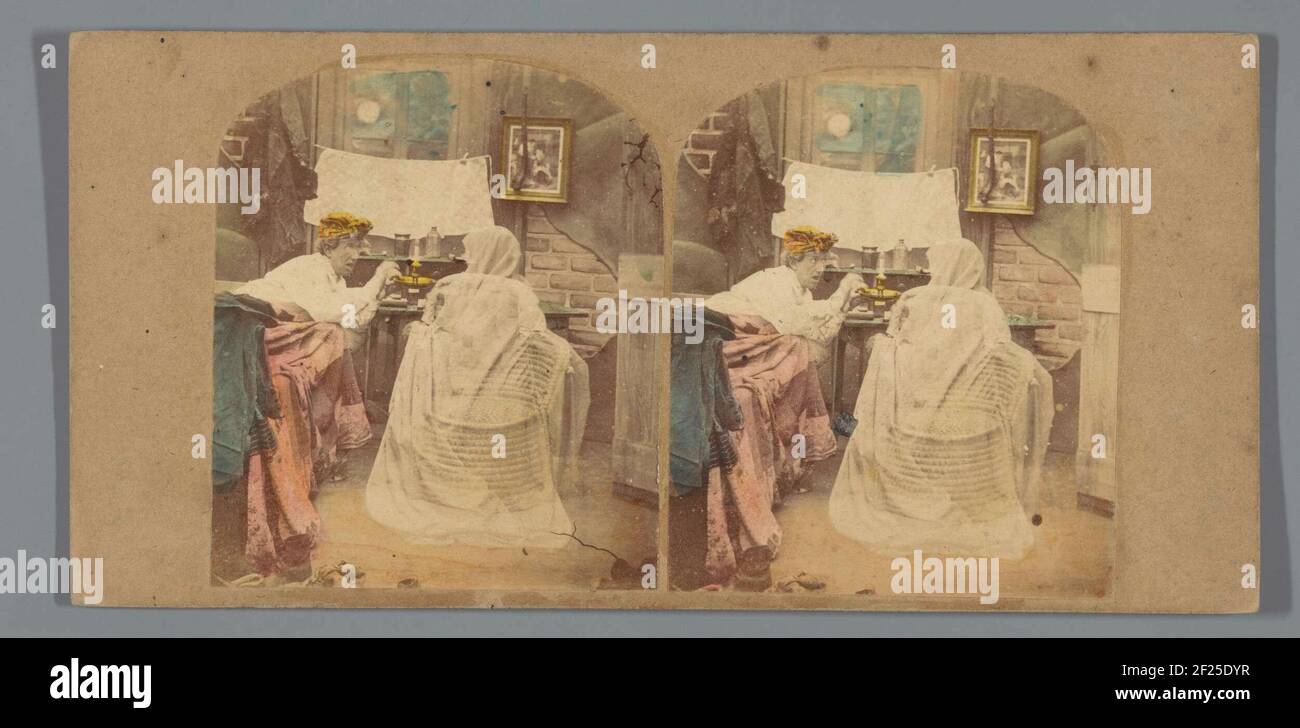 Scene in bedroom: Man scares of ghost laying Stock Photo - Alamy