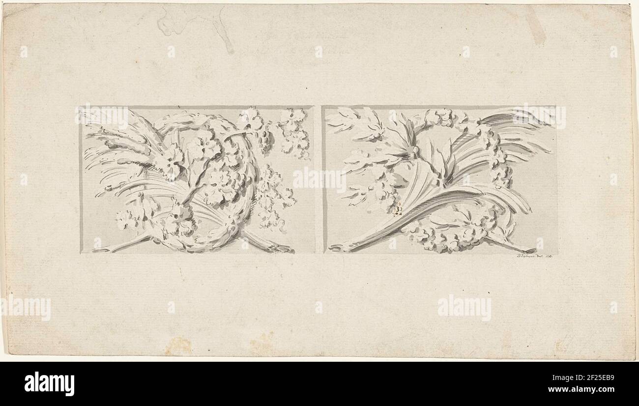 Design for two decorations in rectangular study surfaces. Design for ...