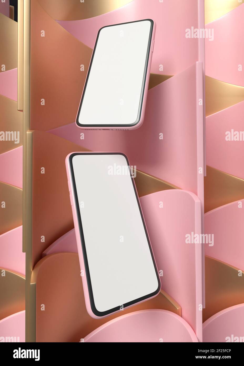 3D Illustration. Two smartphones with blank white screen Stock Photo ...