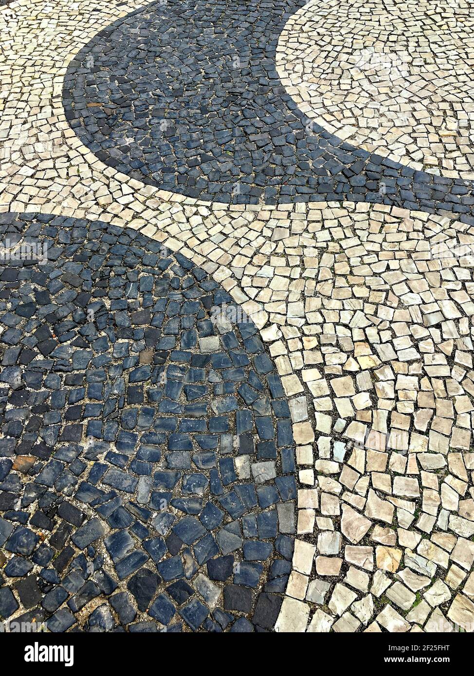 View of the Calçada Portuguesa, the patterned mosaic pavement of ...