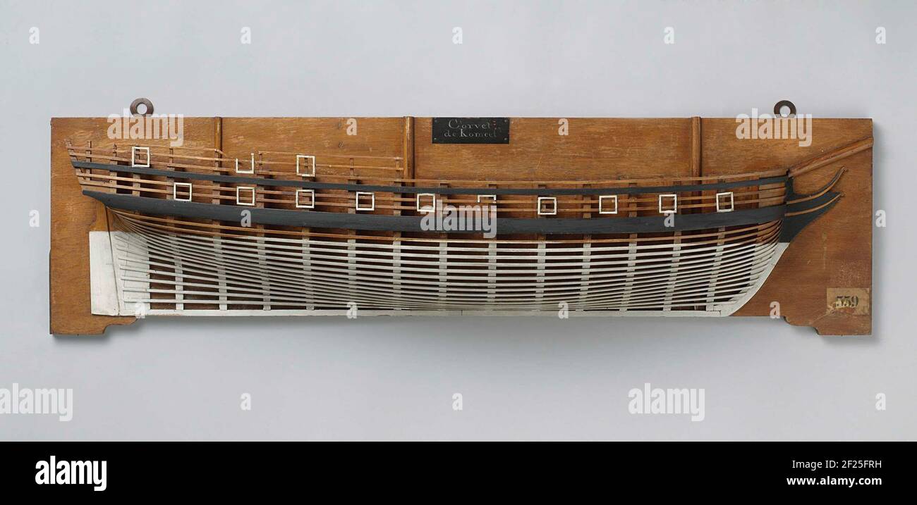 Half Model of a 28-Gun Sloop of War.Polychromed mold model (starboard ...