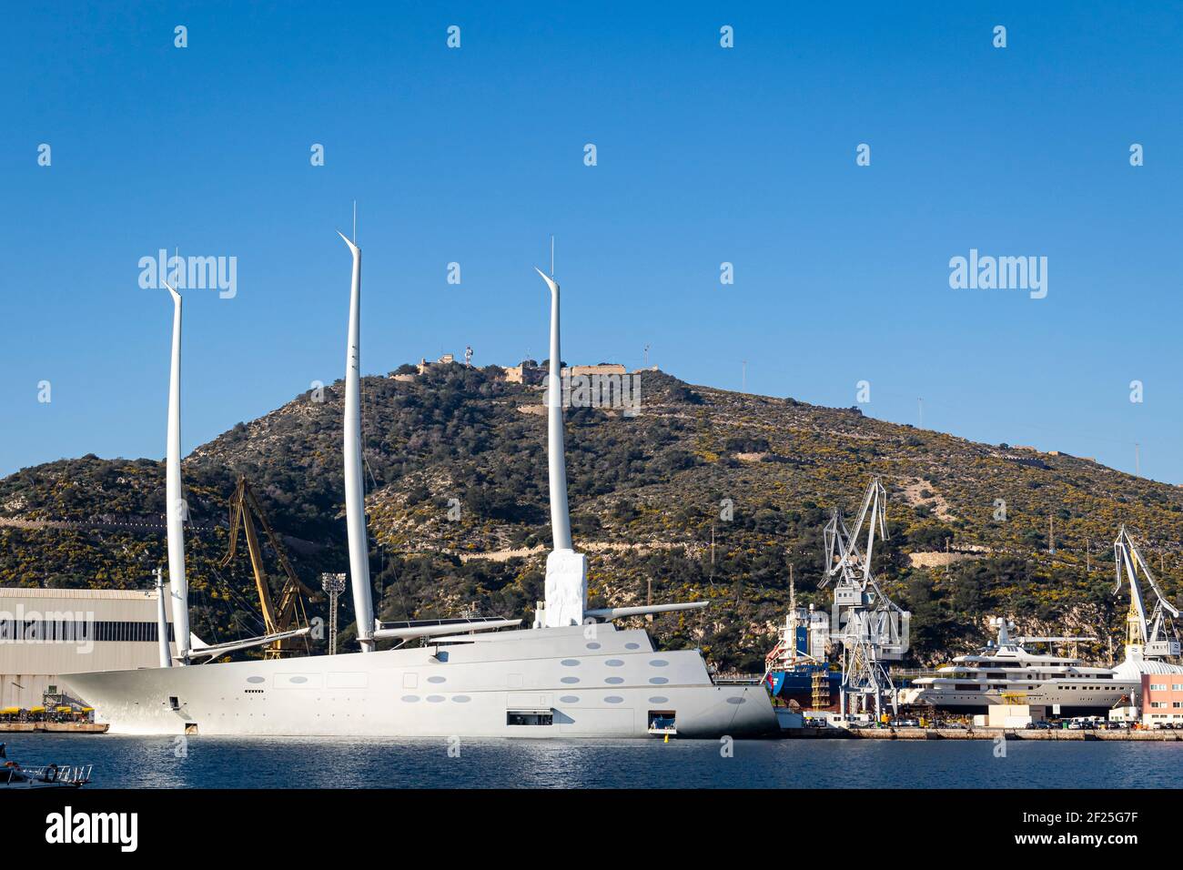 Luxury yachts in the Navantia shipyard, Port of Cartagena. ABEL F. ROS ...