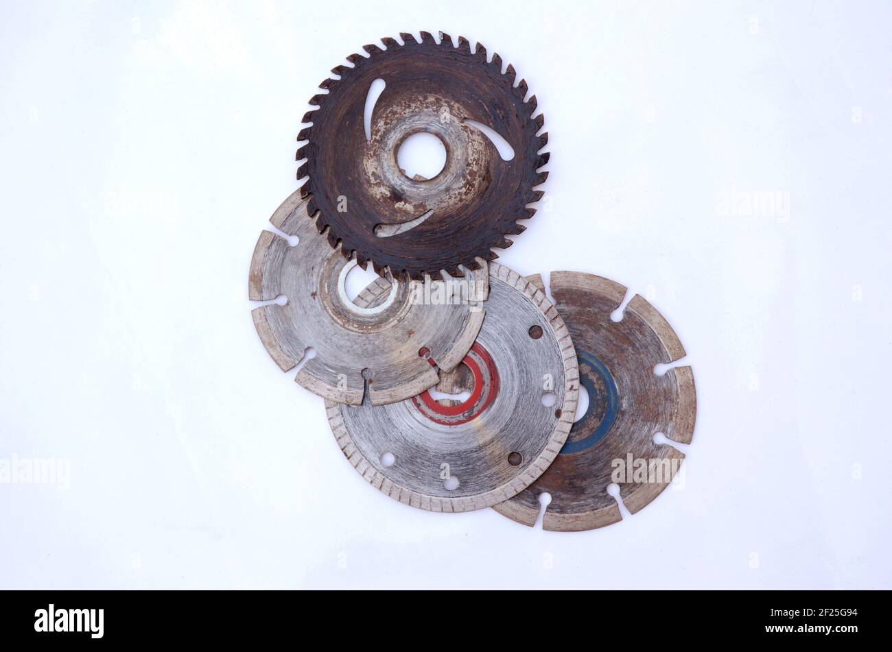 Iron cutter blades isolated on white background Stock Photo - Alamy
