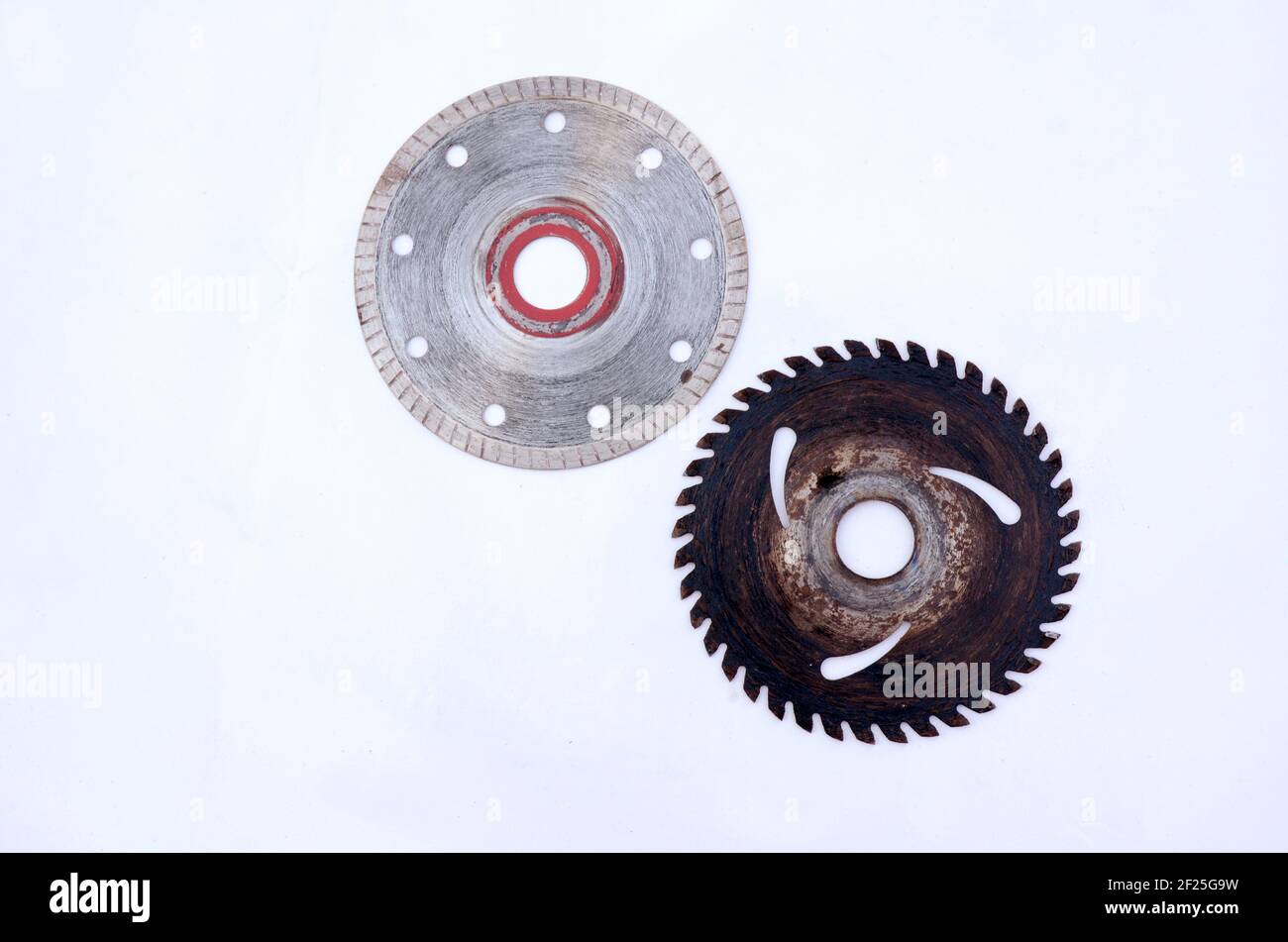 Iron cutter blades isolated on white background Stock Photo - Alamy