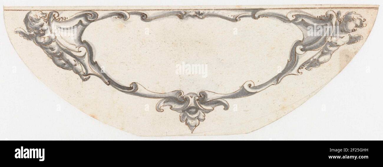 Cartouche with two putti.design for a print Stock Photo - Alamy