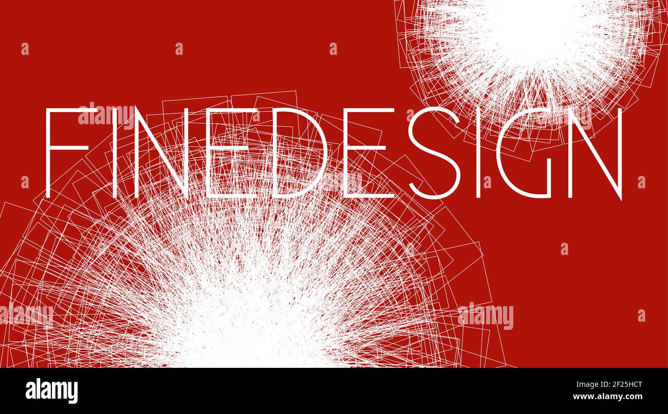 Minimal white on red design with rotated complicated shapes by thin ...