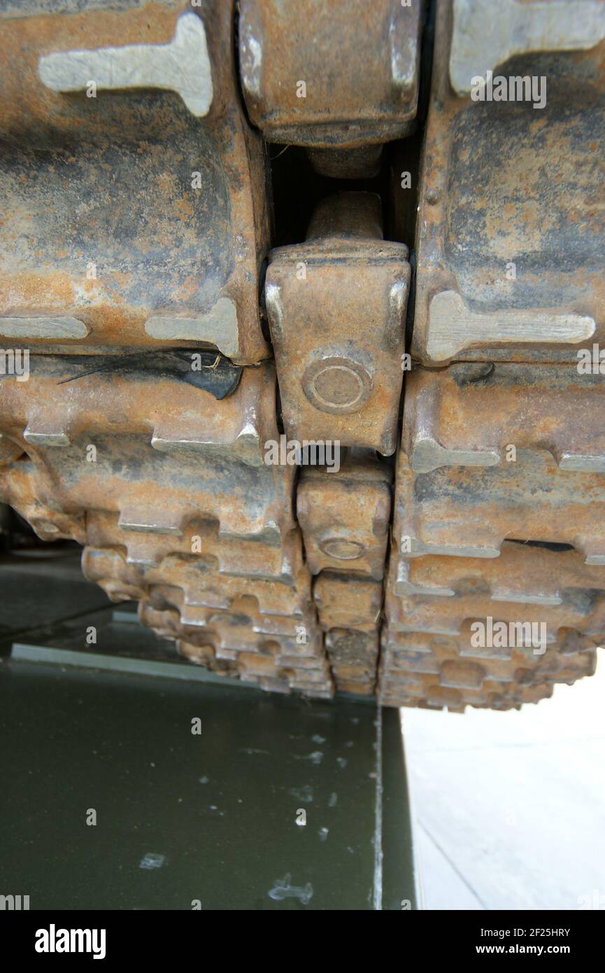 tracks of the modern Russian army tank close Stock Photo - Alamy