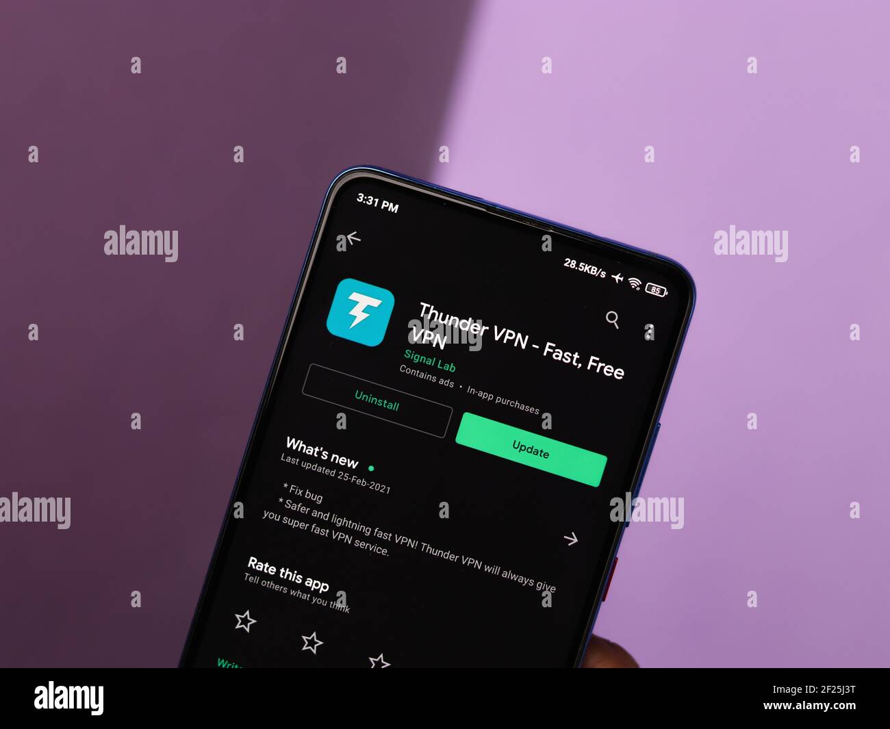 Assam, india - March 10, 2021 : Thunder VPN logo on phone screen stock ...